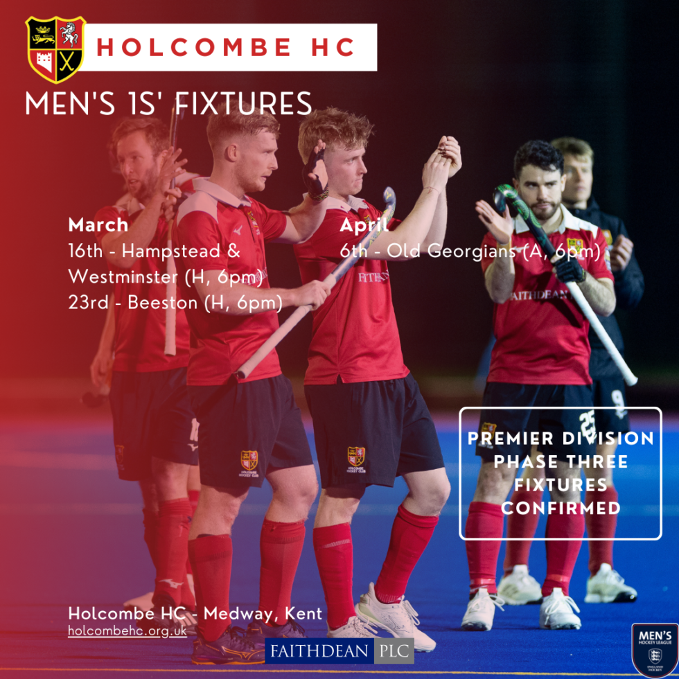 Premier Division Phase Three fixtures confirmed - Holcombe Hockey Club